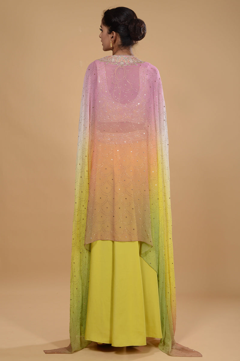 Yellow pallazo and cape set.– Frontier Bazarr